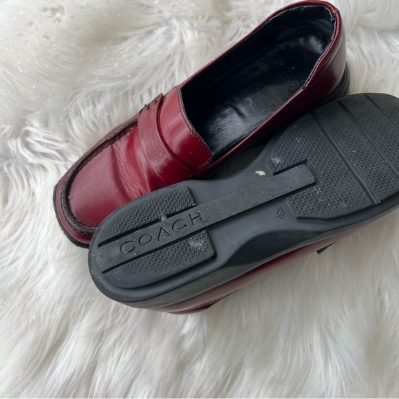 Coach | Shoes | Coach Red Leather Square Toe Loafer Shoes | Poshmark